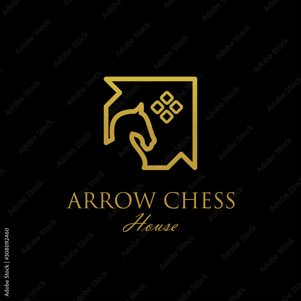luxury golden chess home logo design vector inspiration. consisting of ...