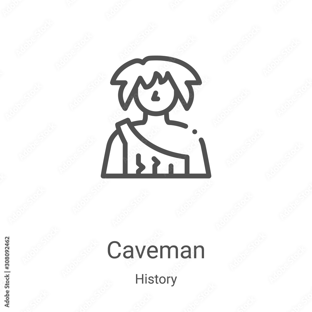 Stockvector caveman icon vector from history collection. Thin line caveman outline icon vector ...