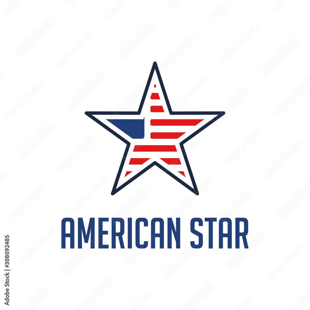American star logo design vector, star of America with american flag ...