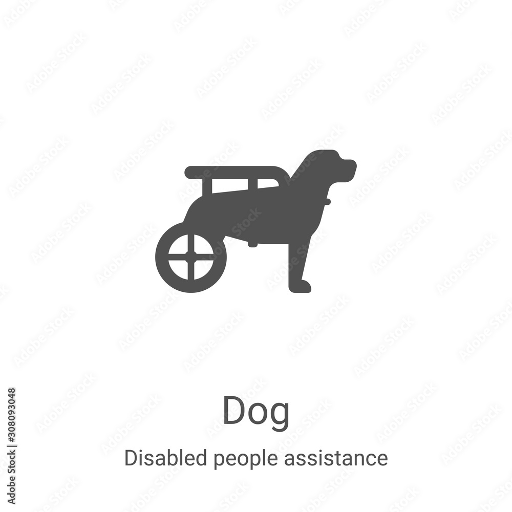 dog icon vector from disabled people assistance collection. Thin line ...