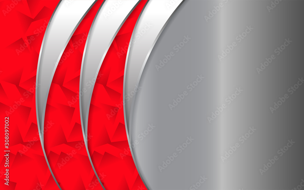 Abstract metallic silver and red frame design innovation technology ...