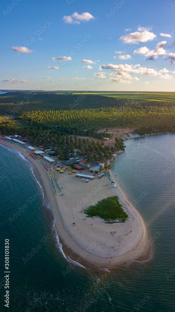 Ocean Water Costal Corel Reef Boat Clouds Landscape Palm Threes Brazil ...