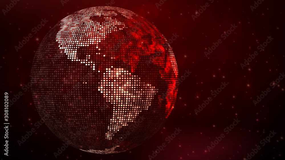 Abstract Square Shines Dotted Globe Earth World Map Side Of The North ...