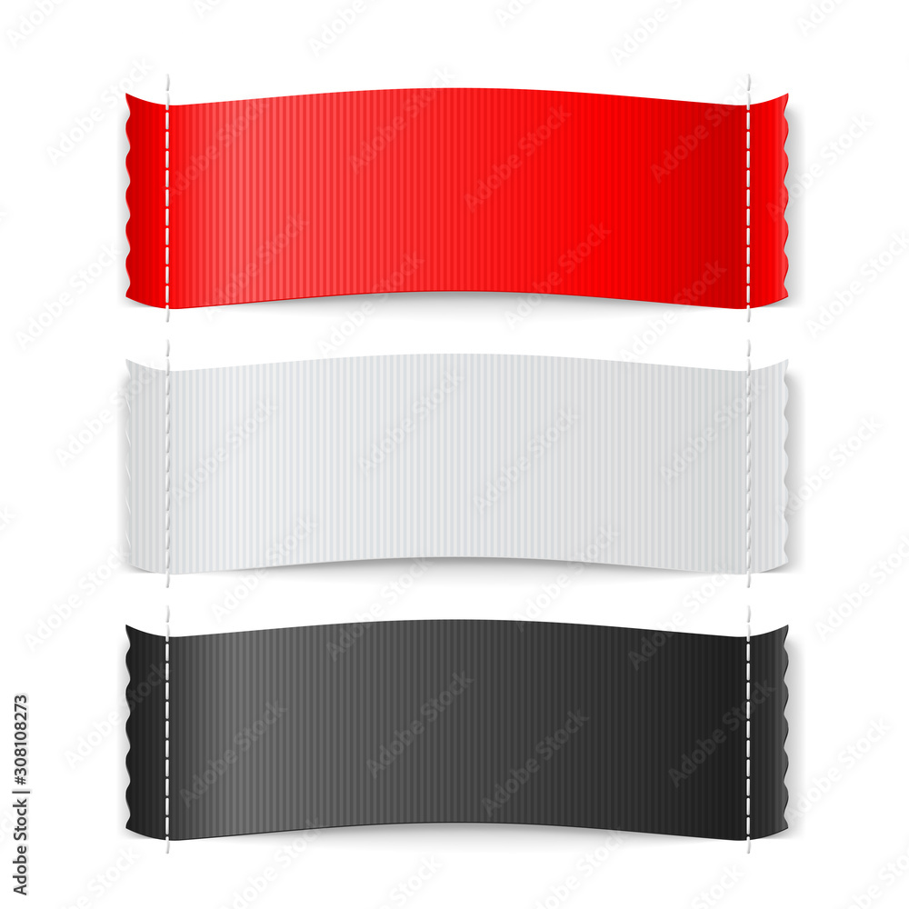 Red, White and Black Clothing Label on White Background. Clothing ...