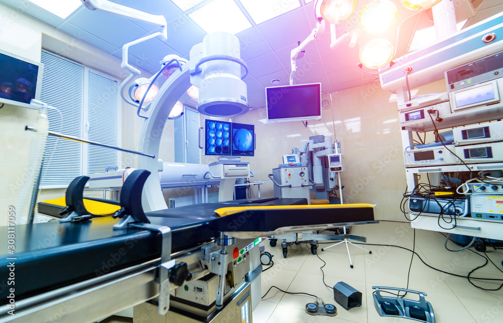 Modern equipment in operating room. Medical devices for neurosurgery ...