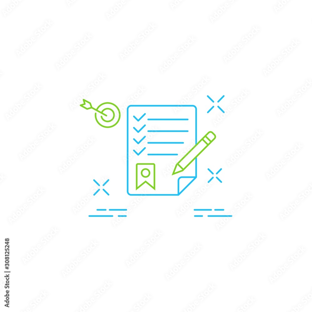 Contract. Conditions. Signing. Vector linear icon on a white background ...