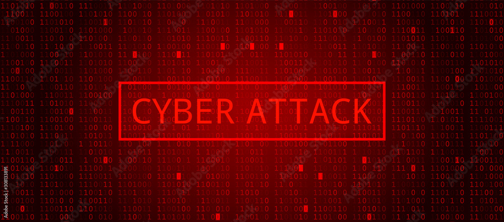 Abstract Red Background With Binary Code Numbers Data Breach Malware Cyber Attack Hacked