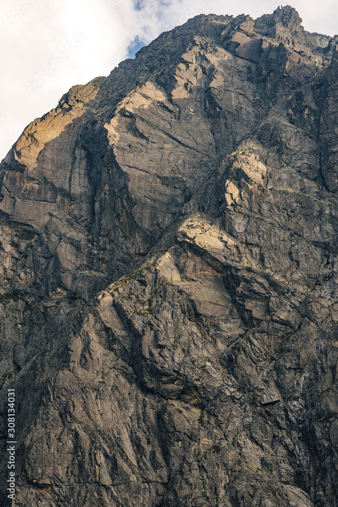 Detail of a mountain rock face, background or wallpaper picture of big ...