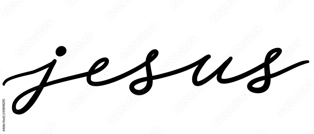 Jesus hand lettering minimalist script in black, vector Stock Vector ...
