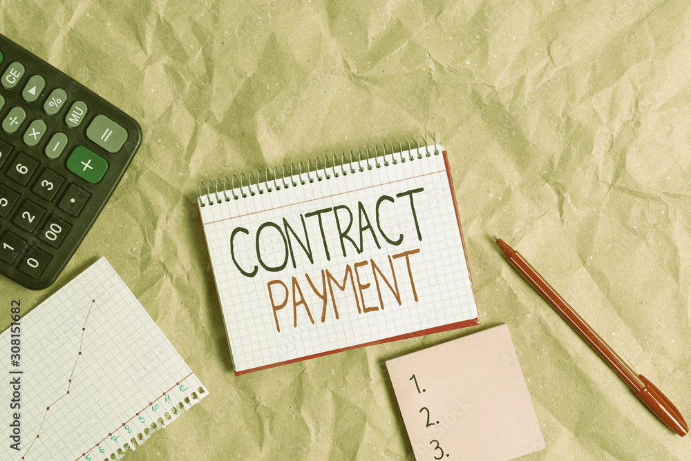 Text sign showing Contract Payment. Business photo text payments made ...