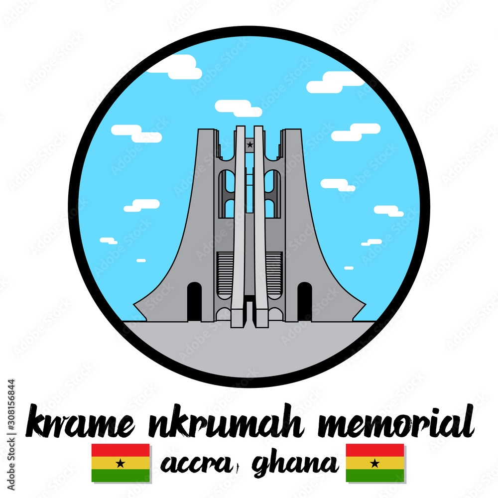 Vetor de circle icon Kwame Nkrumah Memorial. vector illustration do ...