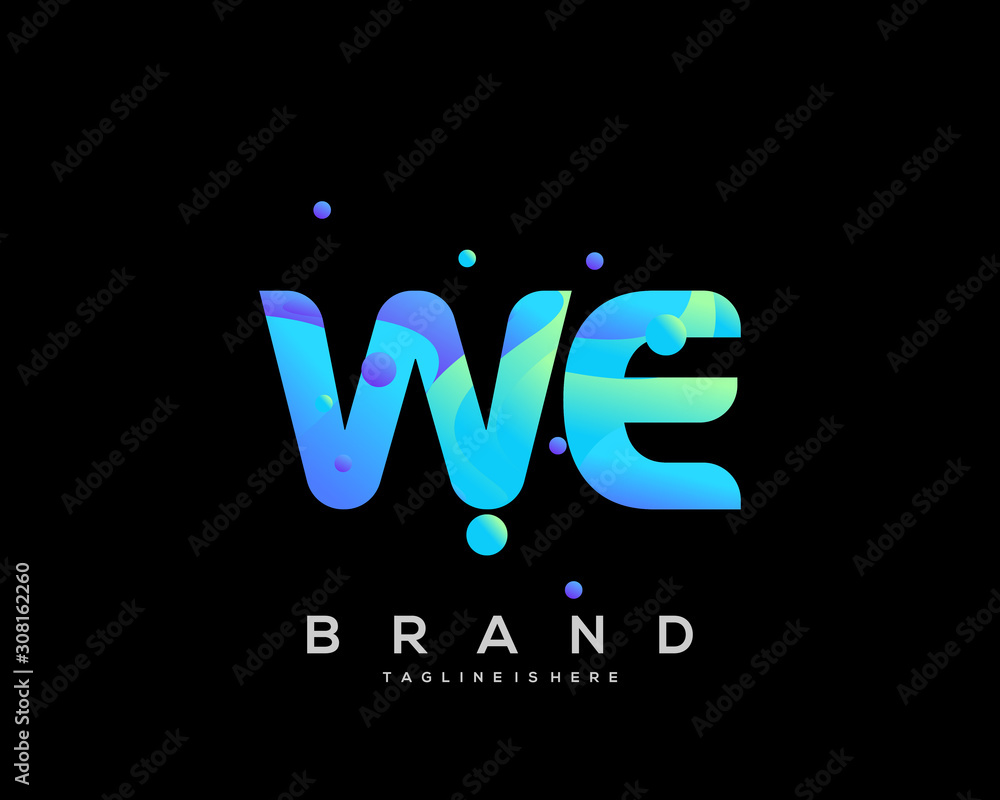 Initial letter WE logo with colorful, letter combination logo design ...