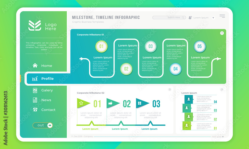 Milestone or timeline infographic on dashboard template Stock Vector ...