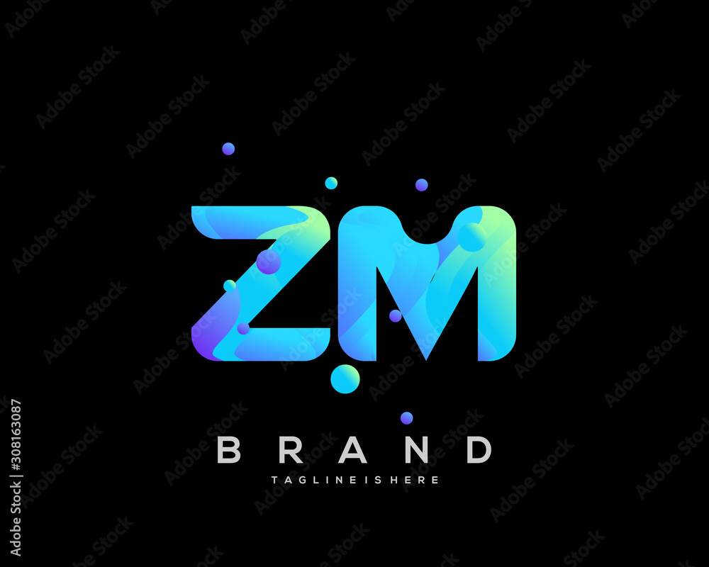 Initial letter ZM logo with colorful, letter combination logo design ...