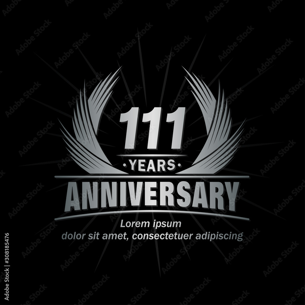 111 years logo design template. Anniversary vector and illustration ...