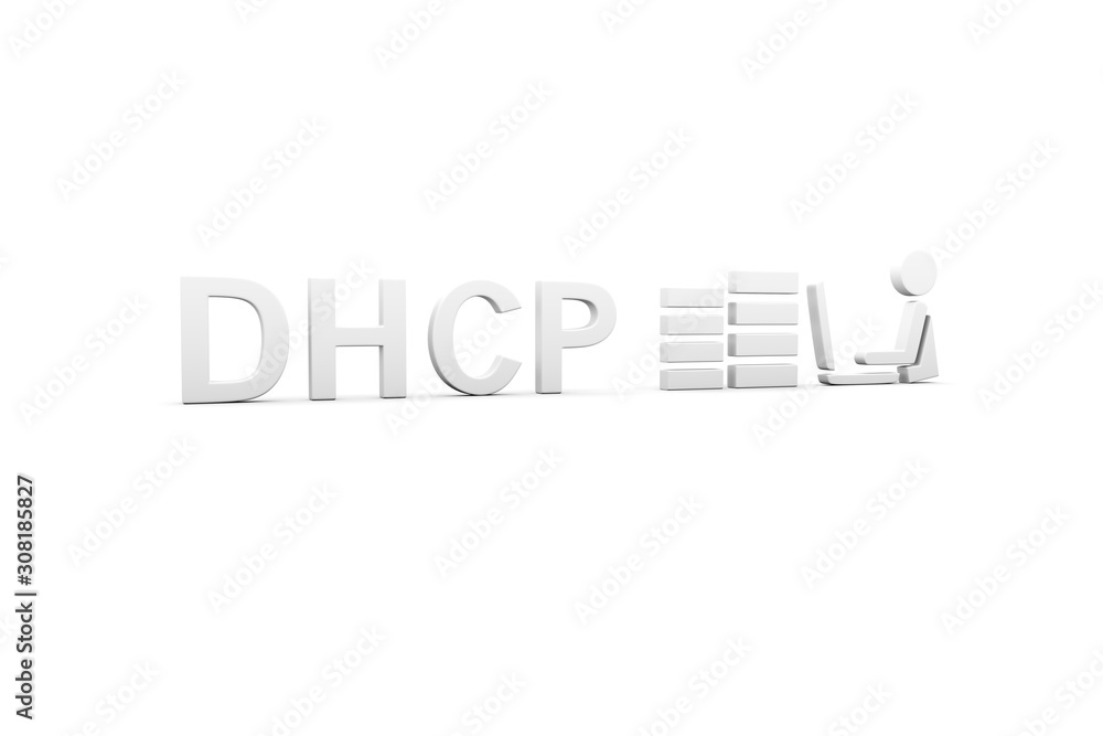 DHCP concept white background 3d render illustration Stock Illustration ...