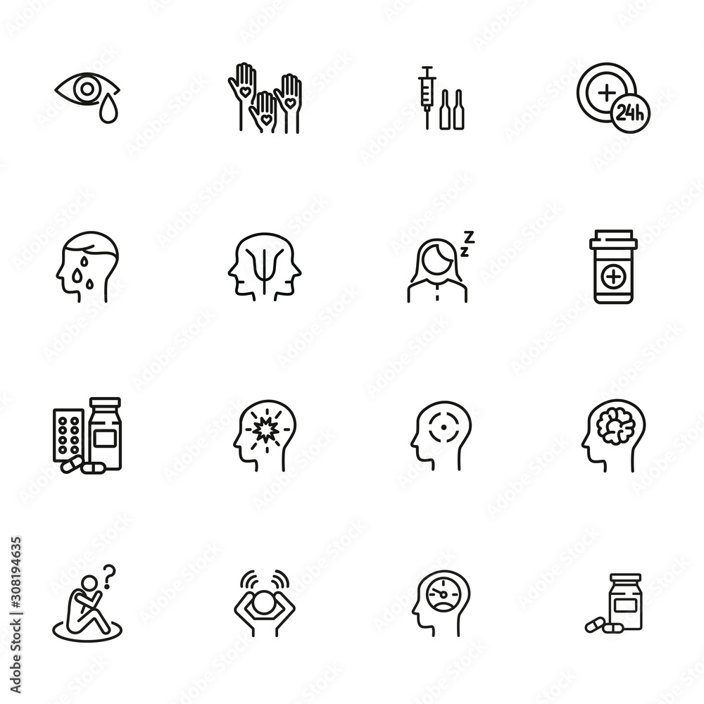 Mental health icon set. Psychology concept. Vector illustration can be ...