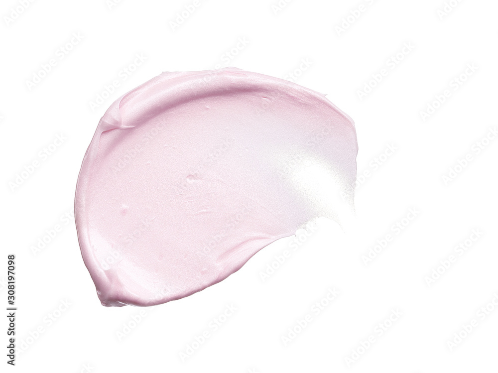 Gently pink strokes and texture of face cream or acrylic paint isolated ...