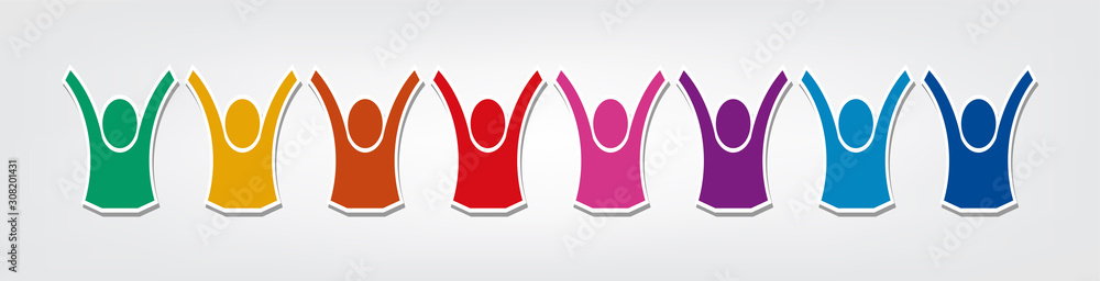 Group of eight people logo in a circle.Persons teamwork holding Stock ...