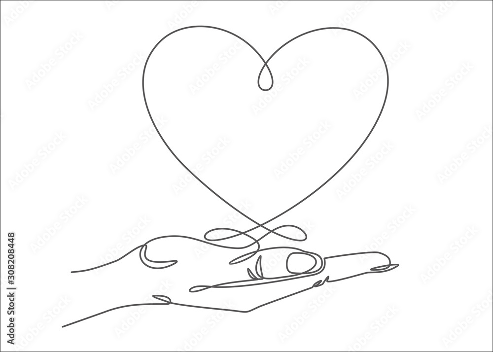 Hand Squeezing Heart Drawing