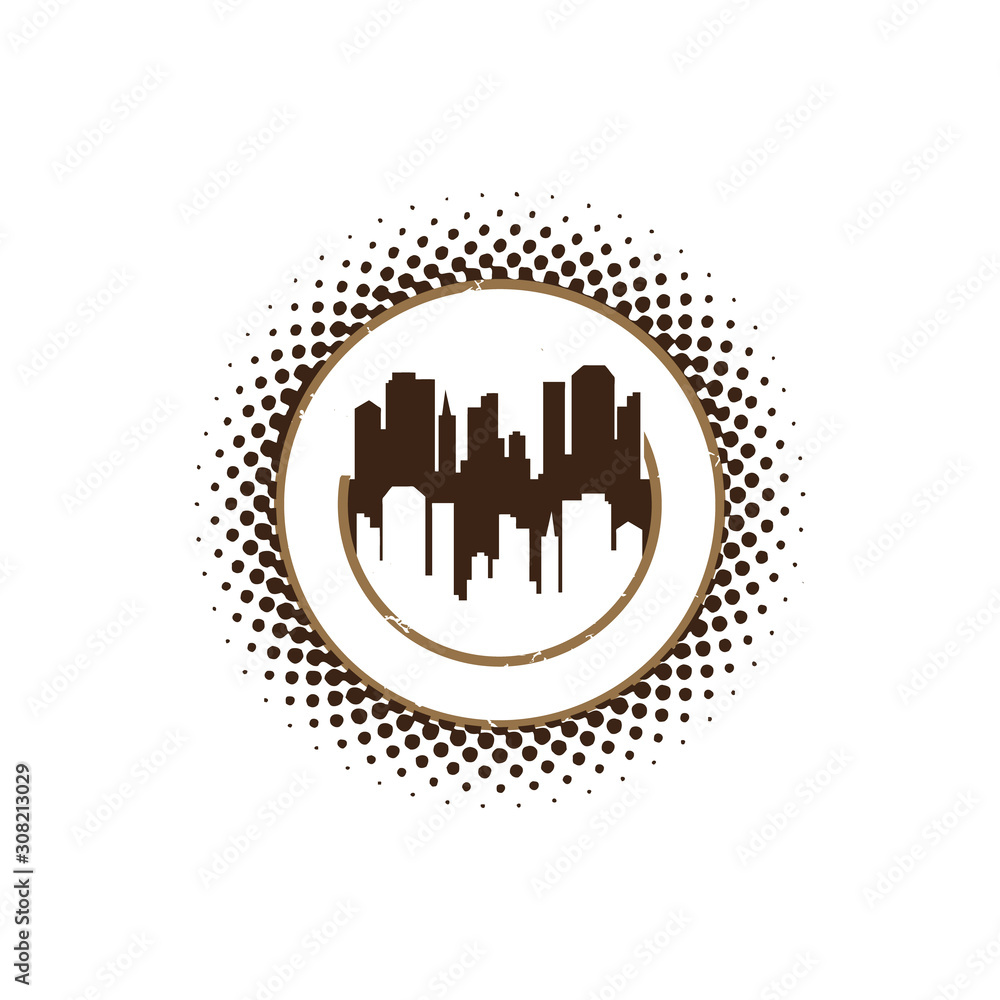 silhouette city for Retro vintage badge / emblem logo design ...