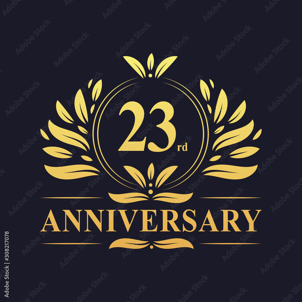 23rd Anniversary logo, luxurious golden color 23 years Anniversary logo ...