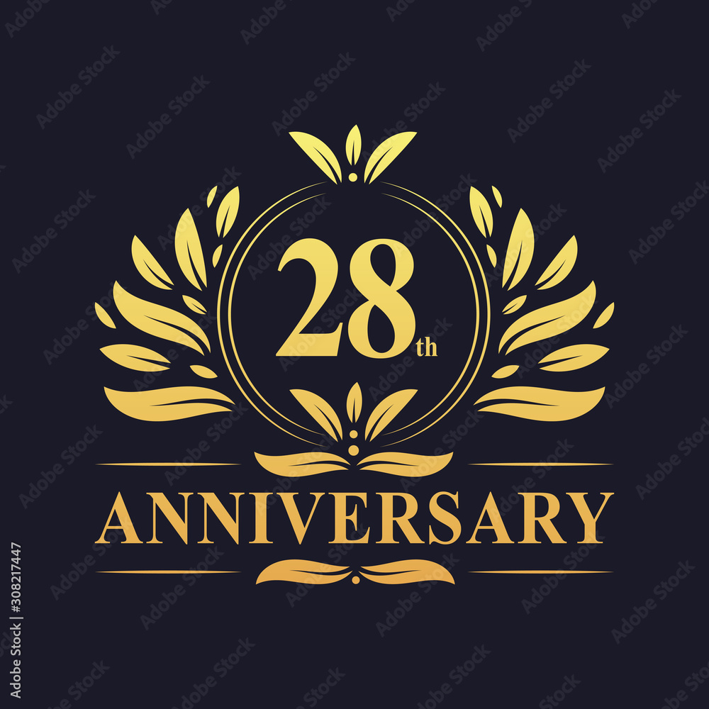 28th Anniversary logo, luxurious golden color 28 years Anniversary logo ...
