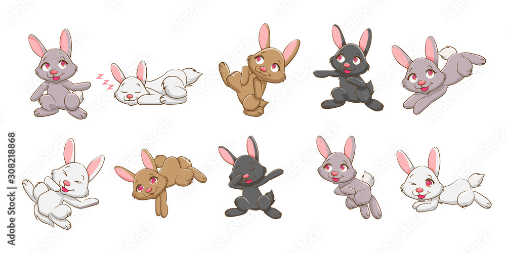 bunny vector set collection graphic clipart design Stock Vector | Adobe ...