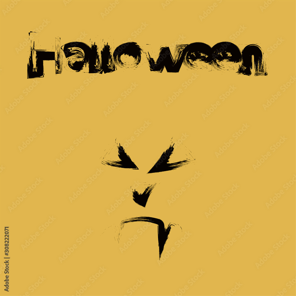 Spooky design for Halloween. Font and scary face in Halloween style ...
