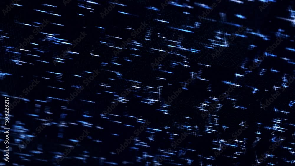 3D animation showing multi core processing and data points on black ...