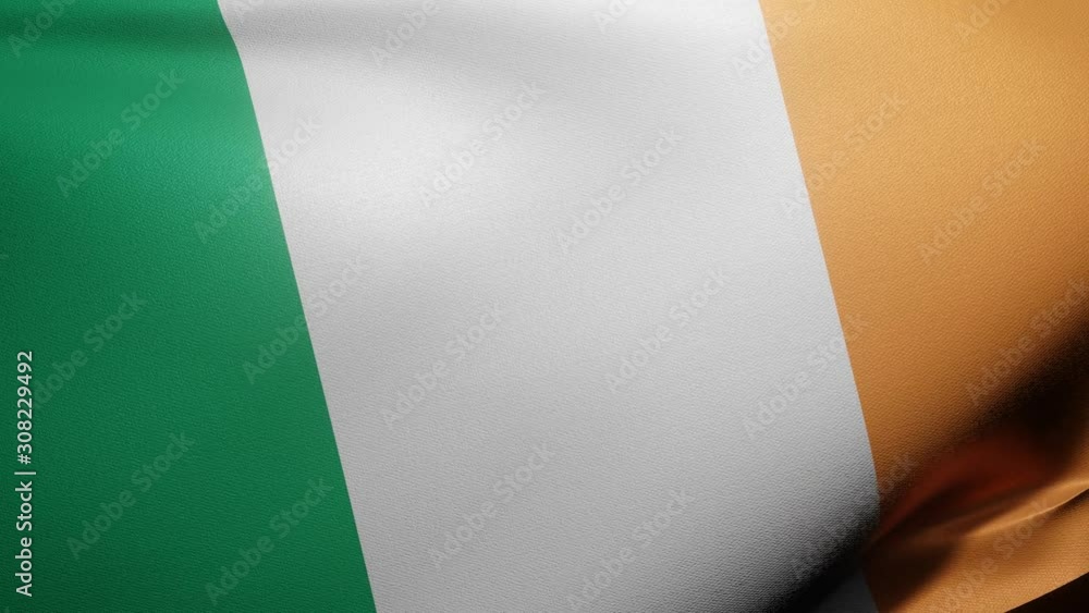 Close up of Ireland flag waving in wind. Realistic Animation Flag ...