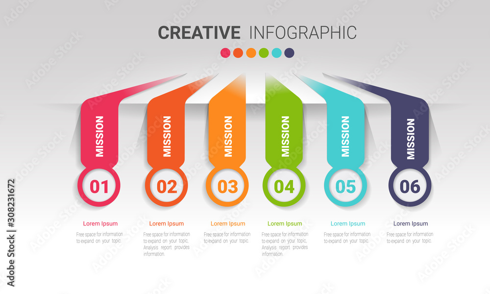Infographic template with numbers six option can be used for workflow ...