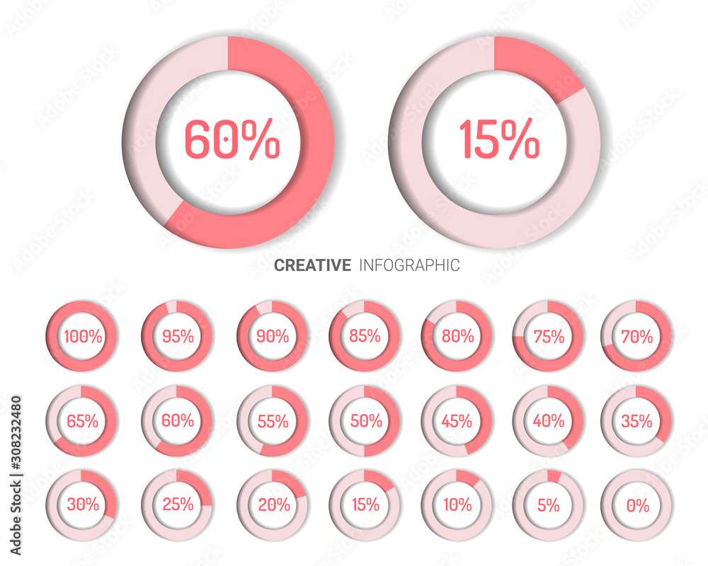 Set of circle percentage diagrams for infographics. Stock Vector ...