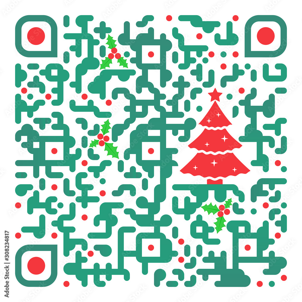 Happy New year and Merry Christmas congratulations. Text message qr ...