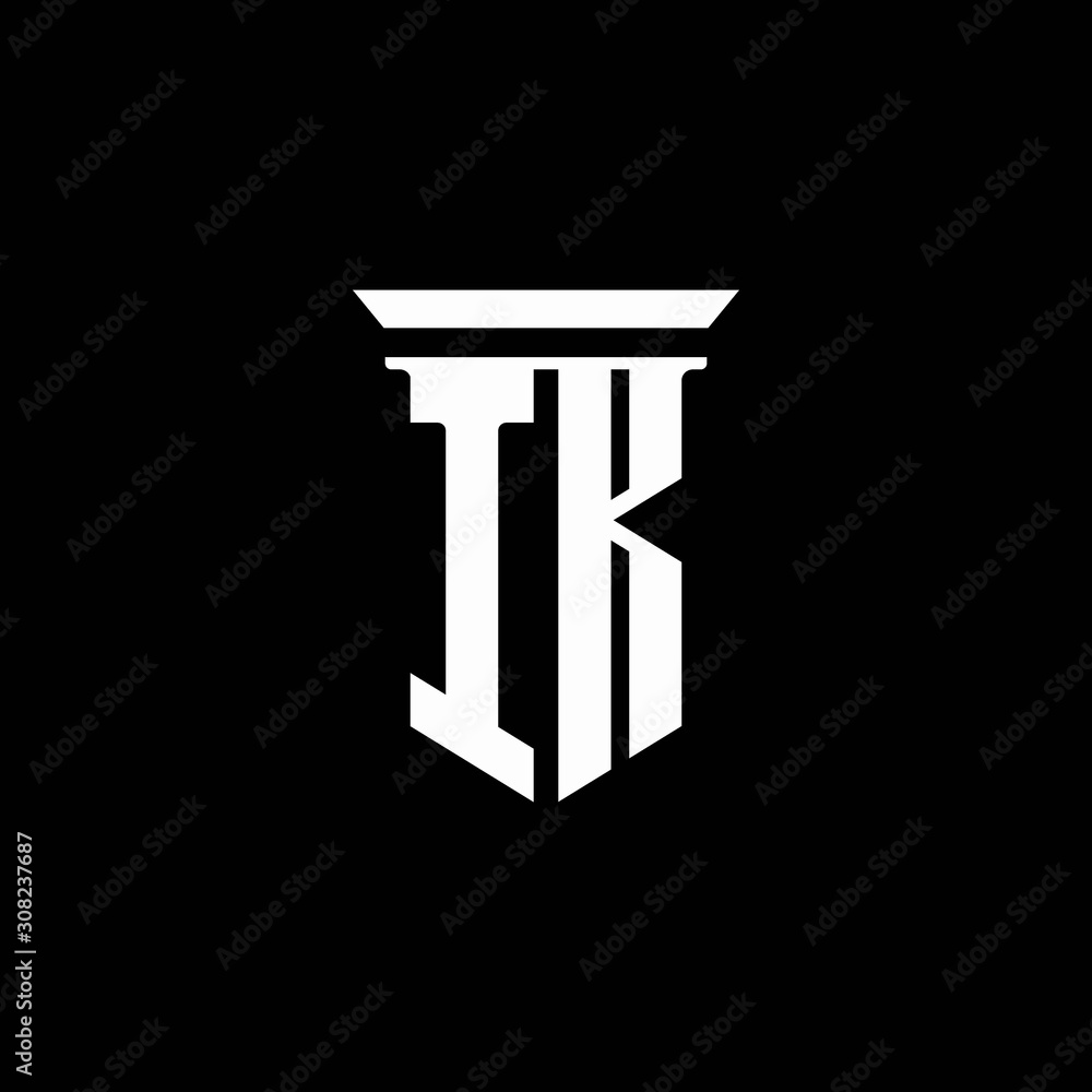 IK monogram logo with emblem style isolated on black background Stock ...