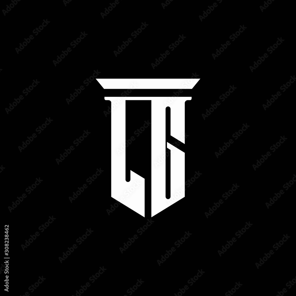 LG monogram logo with emblem style isolated on black background Stock ...