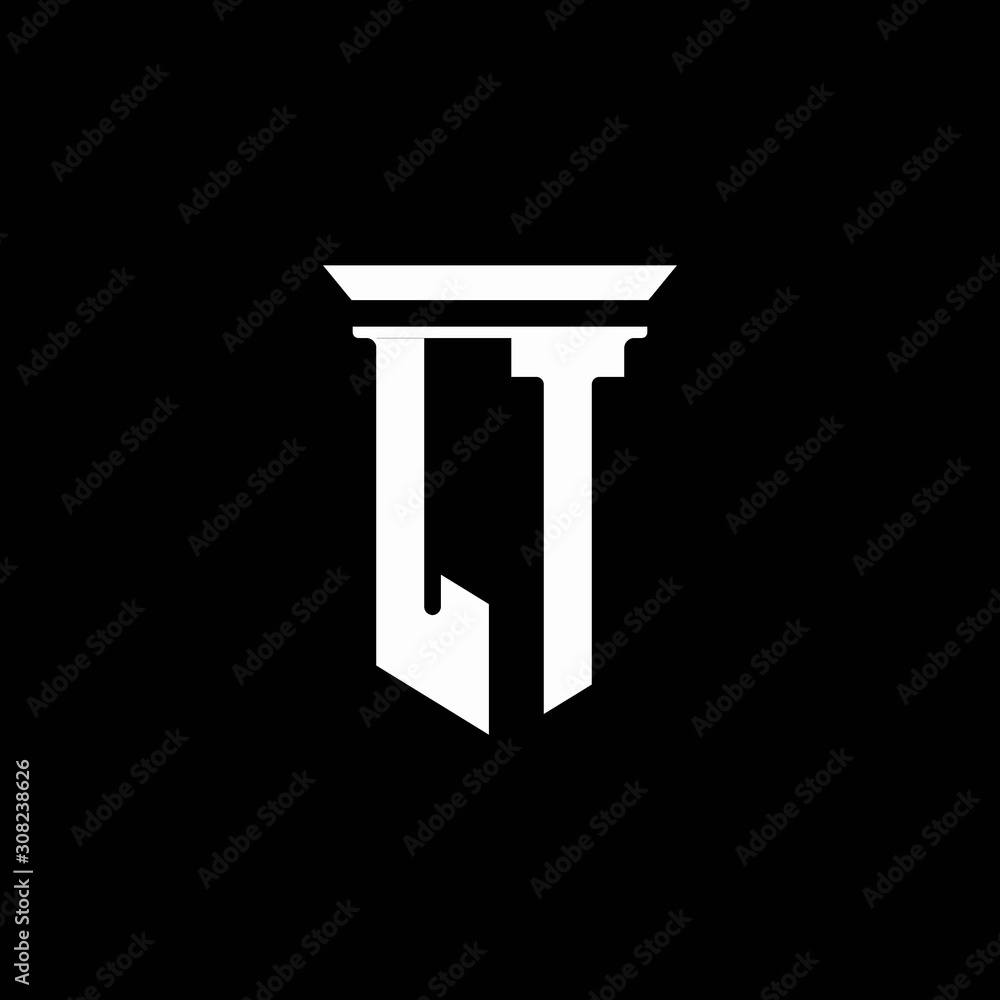 LT monogram logo with emblem style isolated on black background Stock ...