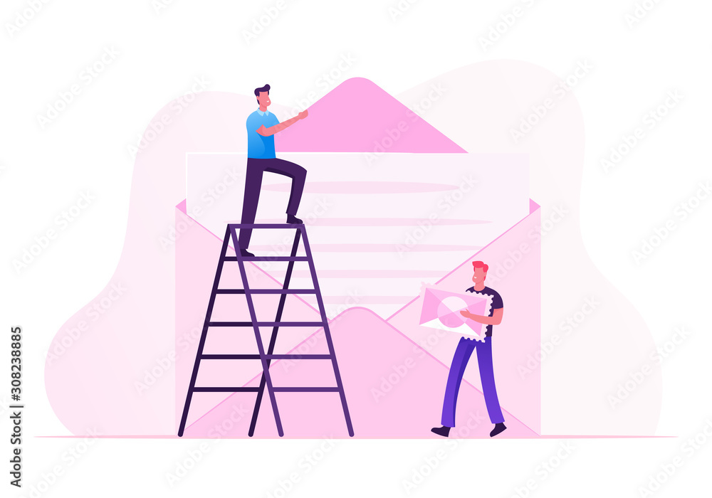 Cartoon Man Writing Letter