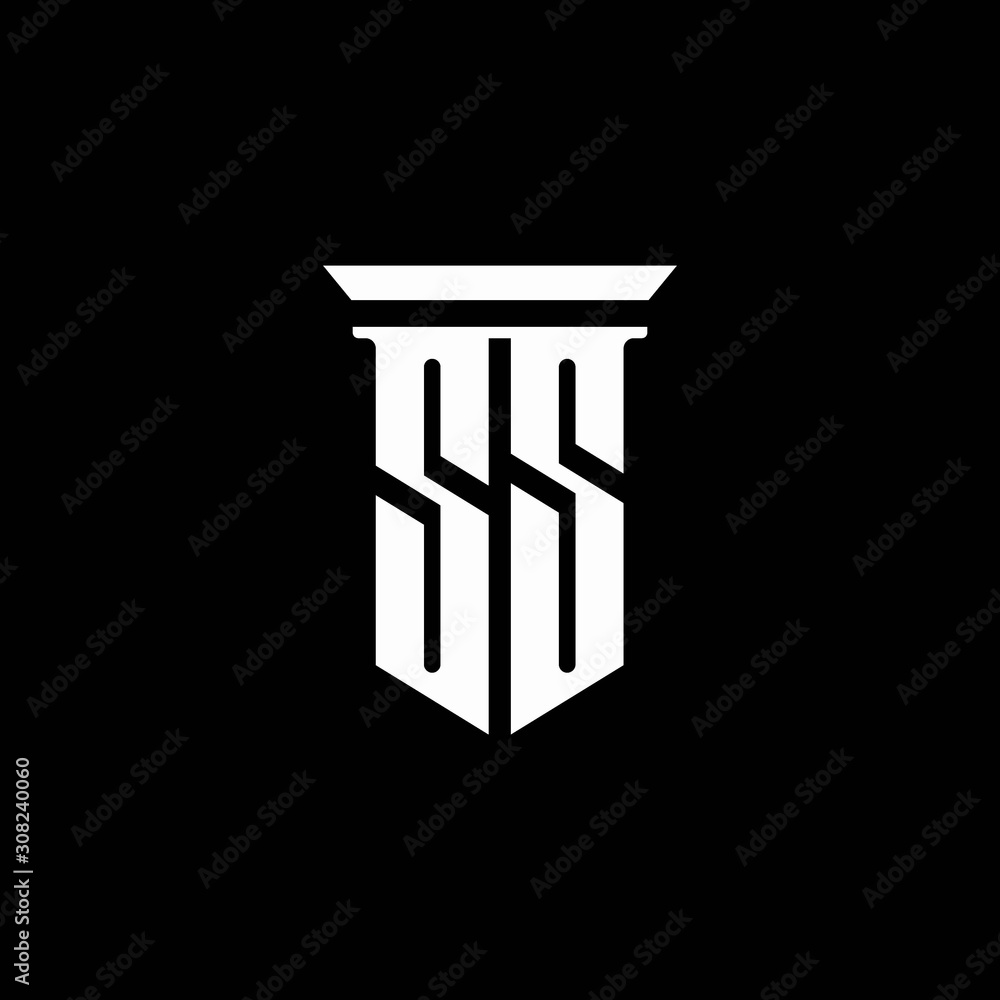 SS monogram logo with emblem style isolated on black background Stock ...