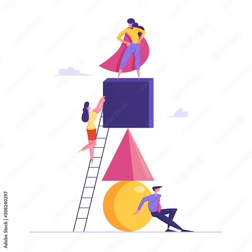 Creative People Teamwork Cooperate for Goal Achievement. Successful ...