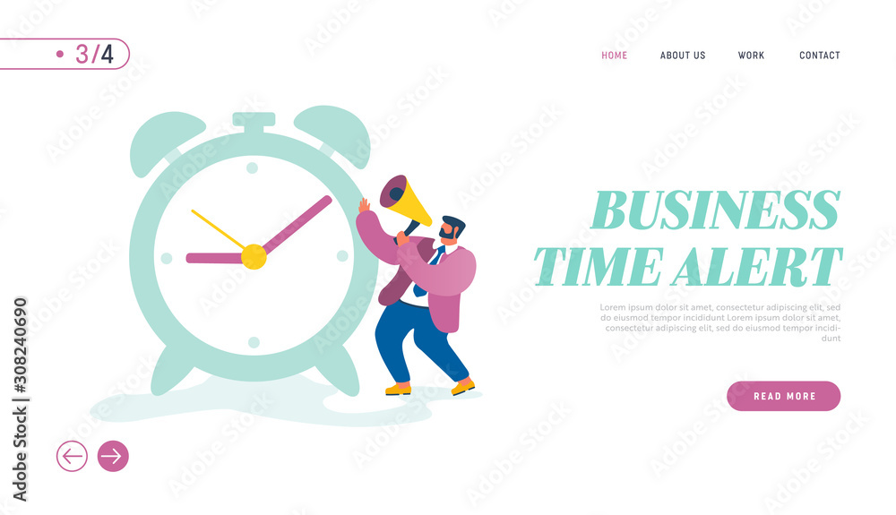 Time Management Website Landing Page. Business Man Company Boss ...