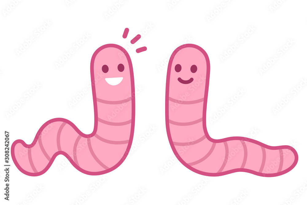 Cute cartoon earthworms Stock Vector | Adobe Stock