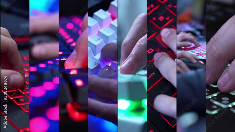 Online lesson. Distance learning. Group Video Chat, Conference. Gamer ...