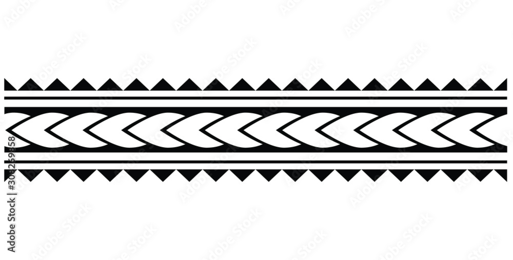 Vetor de Polynesian tattoo. Set of ethnic seamless black and white ...