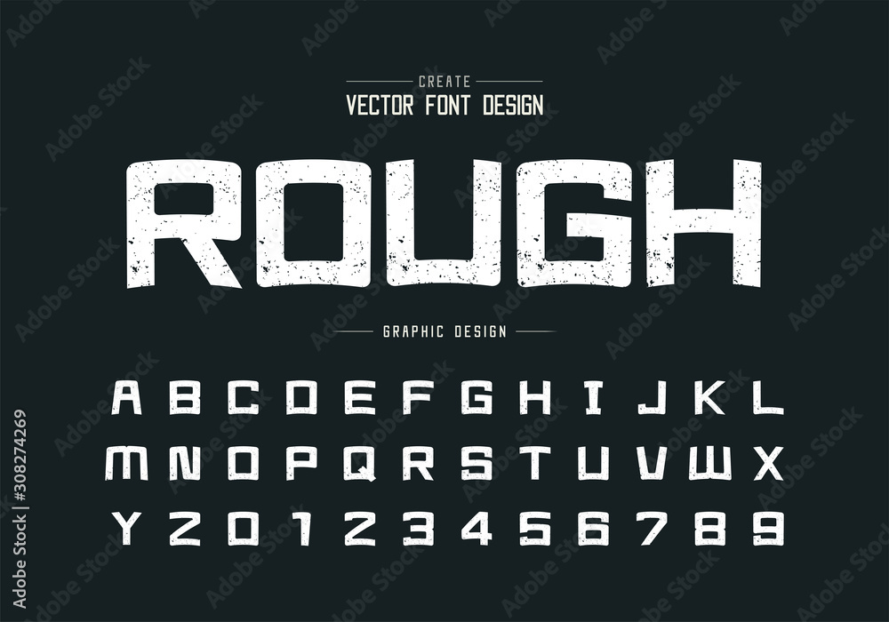 Texture font and cartoon alphabet vector, Rough square typeface letter ...