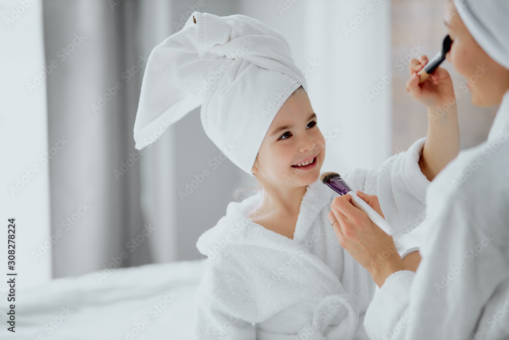 Caucasian Cute Lovely Awesome Girl With White Bathrobe On Head Apply 9725