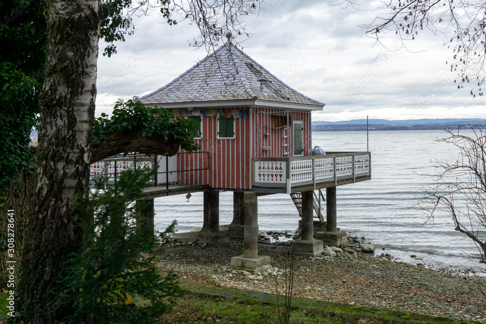 Bootshaus in der Schweiz Stock Photo | Adobe Stock