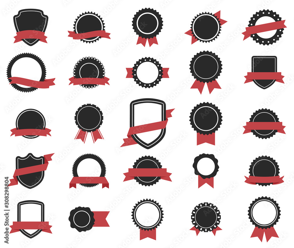 Vector badge and labels with ribbons set. To see the other vector label ...