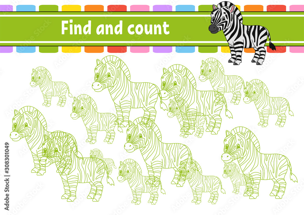 Find and count. Education developing worksheet. Activity page with ...