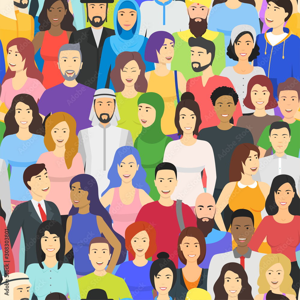 Cartoon Color Characters People Different Nationalities Concept. Vector ...